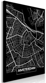 Obraz - Dark Map of Amsterdam (1 Part) Vertical