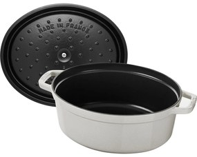 Staub Cocotte hrnec oválný 31 cm/ 5,5 l bílá lanýžová, 11031107