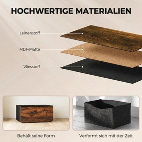 HOMCOM komoda se skládanými látkovými zásuvkami, dřevotříska s melaminem, ocelový rám, hnědá