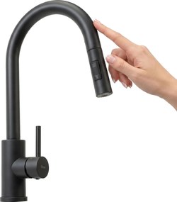 Dřezová baterie REA FRESH TOUCH s výsuvnou sprškou, černá mat