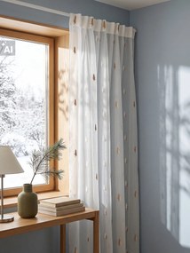 Sinsay - Záclona na řasící pásce s vyšívaným vzorem stromečků - bílá