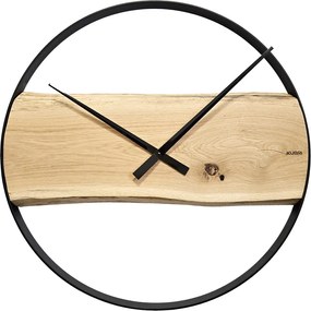 KUBRi 1005A - Obrovské 80 cm hodiny z masivního dubu s kovovým rámem