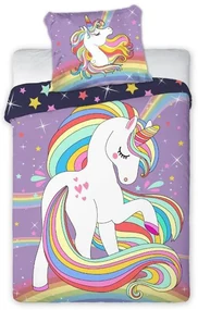 DĚTSKÉ BAVLNĚNÉ POVLEČENÍ UNICORN 100X135 CM, 1KS 40X60 CM VZOROVANÉ