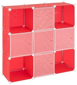 Divero Úsporný zásuvný plastový regál - 108 x 110 x 37 cm, červený