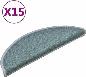 Schodové rohože 15 ks 56 x 17 x 3 cm mořsky modré půlkulaté 322362