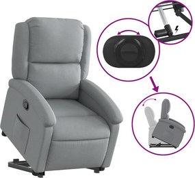 Zvedací polohovací křeslo světle šedé textil 3204164