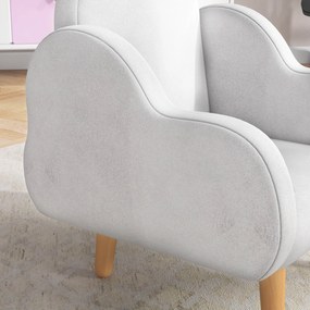 Dětské křeslo ZONEKIZ Infant s designem mraků, super jemné na dotek a 4 nohama pro děti 18-36 měsíců, nosnost 40 kg, 46x51x55 cm Bílá