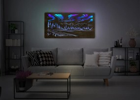 Li-Go "Polární záře" světelný obraz RGBW s baterií 120x60cm provedení povrchu: dub světlý