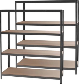 Dílenský regál Wiltec – 160 × 60 × 180 cm, 175 kg, černá (64868)