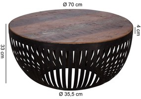 Bruxxi Konferenční stolek Gia, 70 cm, hnědá