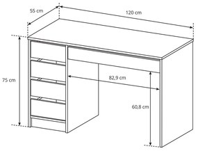 Psací stůl ADA | 120 cm | UNI provedení | bílá mat