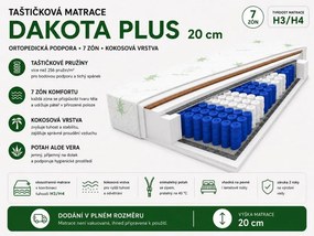 DAKOTA PLUS 20 cm oboustranná taštičková matrace s kokosem 7 zón 120x200 20 ECOMATRACE dp20120