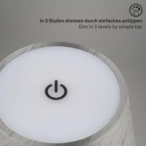 Brilo - LED St nab dotyk stolní lampa KIKI LED/2,6W/5V IP44 2600 mAh stříbrná