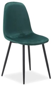 Zelená židle FOX VELVET s černými nohami