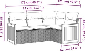 4dílná zahradní sedací souprava s poduškami černá polyratan 3227609