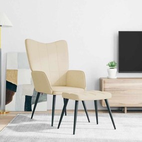 Relaxační židle se stoličkou krémová textil 327954