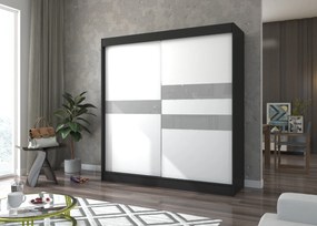 ADRK Furniture Skříň s posuvnými dveřmi a lacobelem BATIA 200 ADRK-SW-BAT-BW-GL-200