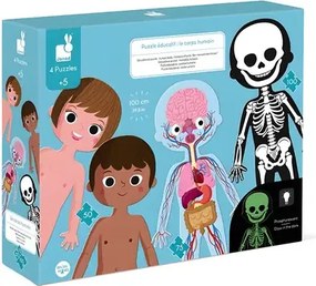 JANOD Puzzle Lidské tělo / 50, 75 a 100 dílků / od 5 let