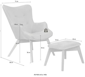 Sametové křeslo s podnožkou v levandulové barvě Niko – Ropez