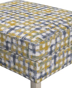 Potah na podnožku IKEA Karlstad barva modrá látka pletený vzor, vzorované