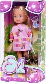 SIMBA Panenka Evička se 2 pejsky na vodítku / 12 cm / od 3 let