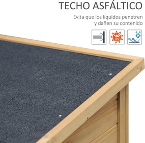 Dřevěná zahradní kůlna Outsunny 87x46,5x96,5 cm se 2 vnitřními policemi, 2 větranými dveřmi a šikmou střechou pro venkovní terasu