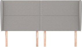 Čelo postele typu ušák světle šedé 203x23x118/128 cm textil 3117838