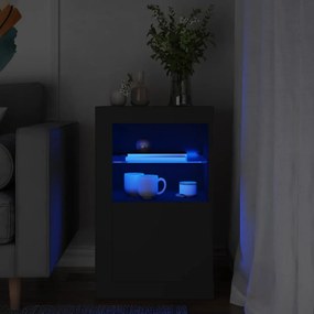 Odkládací Skříňka S Led Osvětlením Černá Kompozitní Dřevo