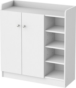 HOMCOM Skříň na boty Regál na boty Úložný kabinet Skládací kabinet 2 dveře 4 oddíly Bílá 83 x 30 x 90 cm | Aosom
