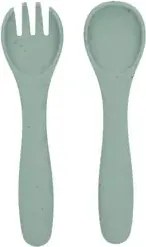 KikkaBoo Příbor 2-dílný Platinum Silicone Sage / od 6 měsíců