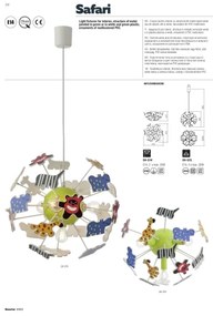 Redo 04-515 -Dětský lustr na lanku SAFARI 4xE14/28W/230V pr. 35 cm pestrobarevná