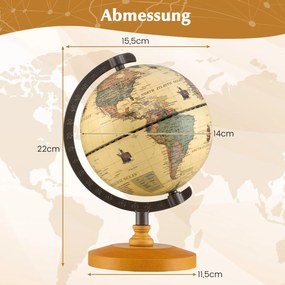 Costway Ø14 cm glóbus s kovovým stojánkem vzdělávací/geografický studentský