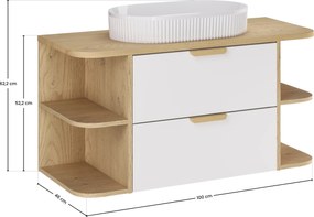 Comad Koupelnová skříňka s deskovými umyvadly set Aster White 100 bílá/dub cremona
