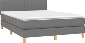 Box spring postel s matrací a LED tmavě šedá 140x200 cm textil 3133878