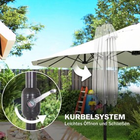 Outsunny Dvouzónový Slunečník 455 x 265 cm, Slunečník UV Ochrana s Ručním Kloubem, Balkónový Slunečník Plážový Slunečník Odolný Větru pro Pláž, Balkó…