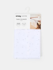 Sinsay - Glamour běhoun na stůl s kamínky - bílá
