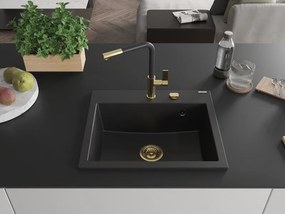 Mexen Oscar, 1-komorový granitový dřez 580x490x205 mm, černá, 6519581000-77-G
