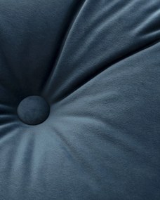 Sametový polštář s knoflíkem barva modrá látka lesklé, sametová