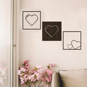dřevo života 3dílná kolekce dřevěných srdcí na zeď Zvolte barvu dekoru: Wenge, Rozměry šxv (cm): 60x60