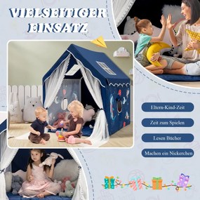Costway Hrací stan Velký na hraní s podložkovým závěsem dveří, modrý