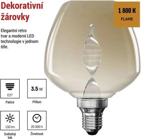 EMOS LED žárovka Filament jantar S123 3,5W E27 Z59D01