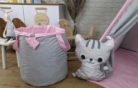 Dětský stan TEEPEE (TÝPÍ) ANIMALS s doplňky - PLAMEŇÁK A KAMARÁDI - šedý/růžový
