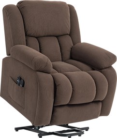 HOMCOM elektrické křeslo se vstáváním, elektrické relaxační křeslo s masážní a topnou funkcí, 93 x 104 x 100 cm, hnědá