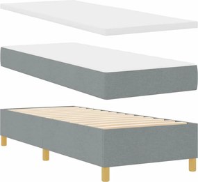 Postel s boxspringem s čelo Světle šedá 80 x 200 cm textil 3339651