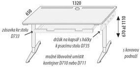 Domestav Domino psací stůl s kovovou podnoží 132 cm buk olejovaný