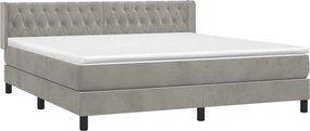 Box spring postel s matrací světle šedá 160x200 cm samet 3131147