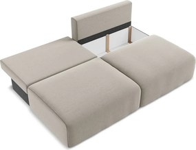 Taupe sametová rozkládací/s úložným prostorem pohovka 216 cm Kalena – Makamii