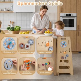 Costway 2 výškově nastavitelná schůdková stolička 4 v 1 Montessori výuková věž
