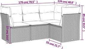 vidaXL 4dílná zahradní sedací souprava s poduškami polyratan [3249419] Barva: Černá a krémová