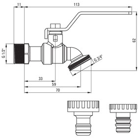 Deante Deante, 1/2" kulový zahradní ventil z mosazi s adaptérem, VFA_152L